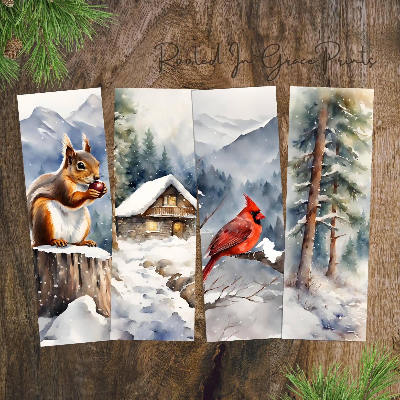 Woodland Christmas Printable Christmas Bookmarks Bookish Gift - Etsy