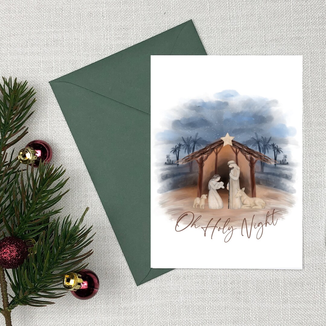 Printable Christmas Card Nativity Scene Baby Jesus 2.5x3.5 Portrait ...