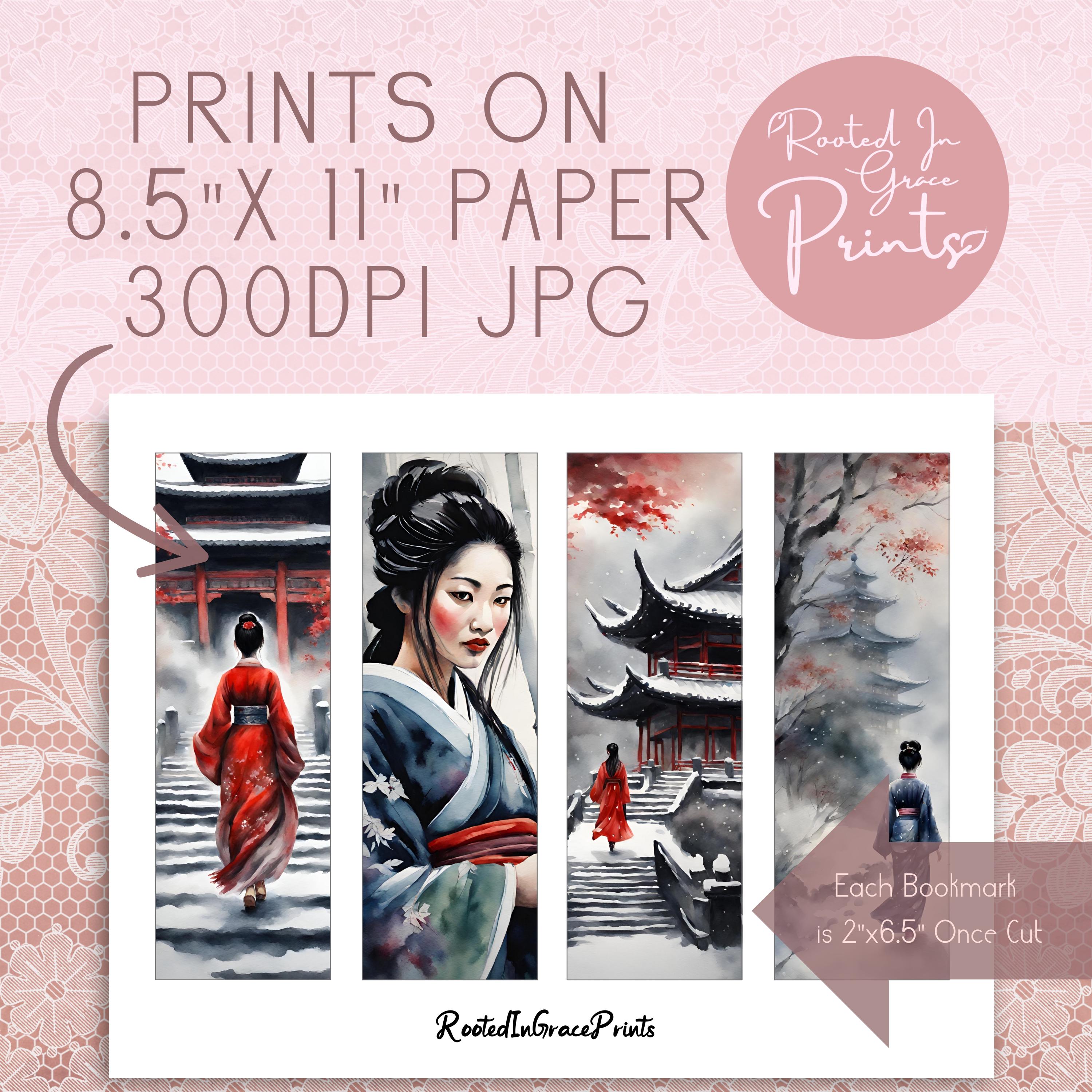Chinese Winter Pagoda Printable Chinese Bookmarks Bookish Gift for ...