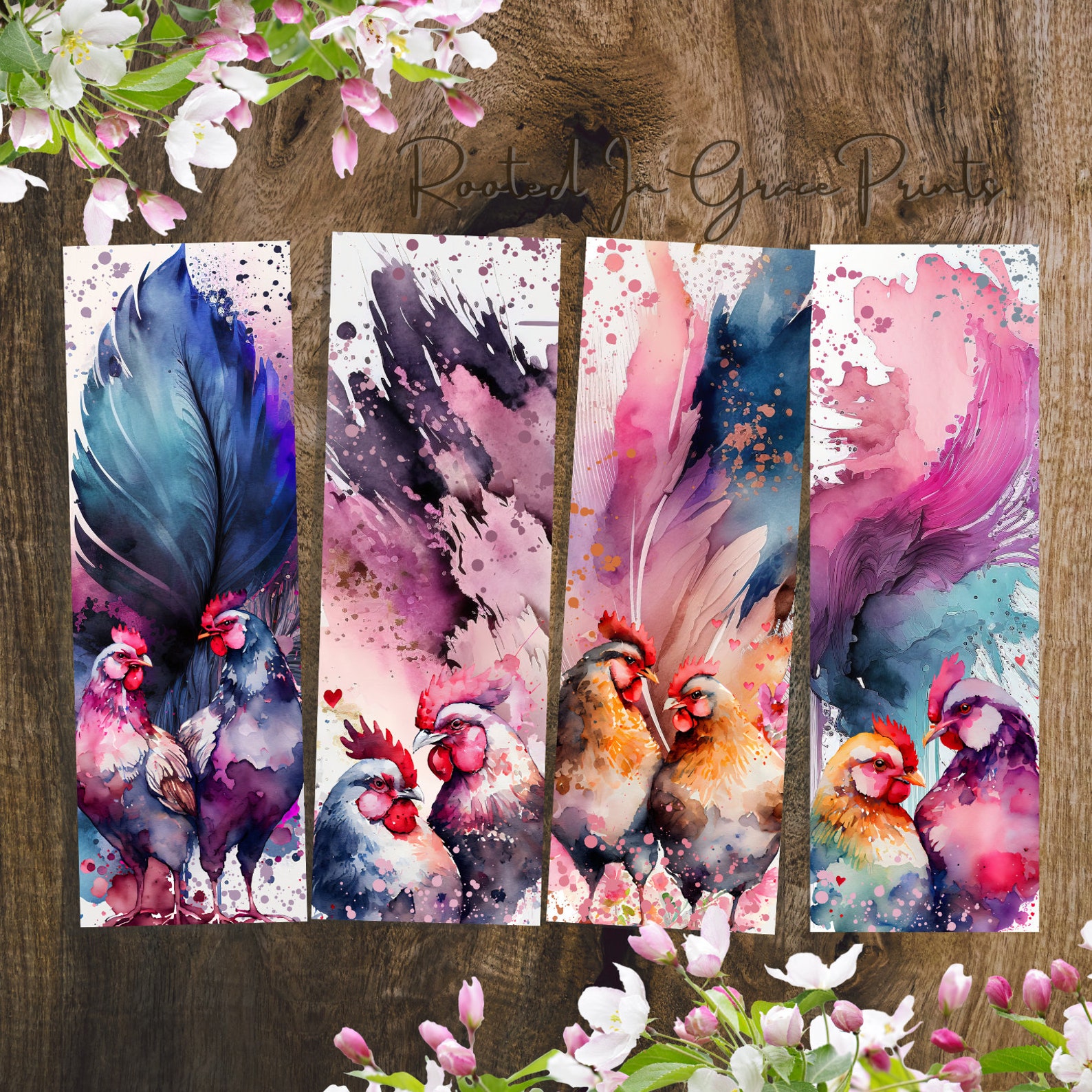 Printable Bookmark Chicken Printable Bookmark Set of 4 Bookmarks ...