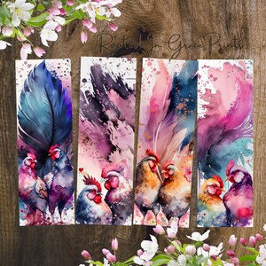 Printable Bookmark Chicken Printable Bookmark Set of 4 Bookmarks ...