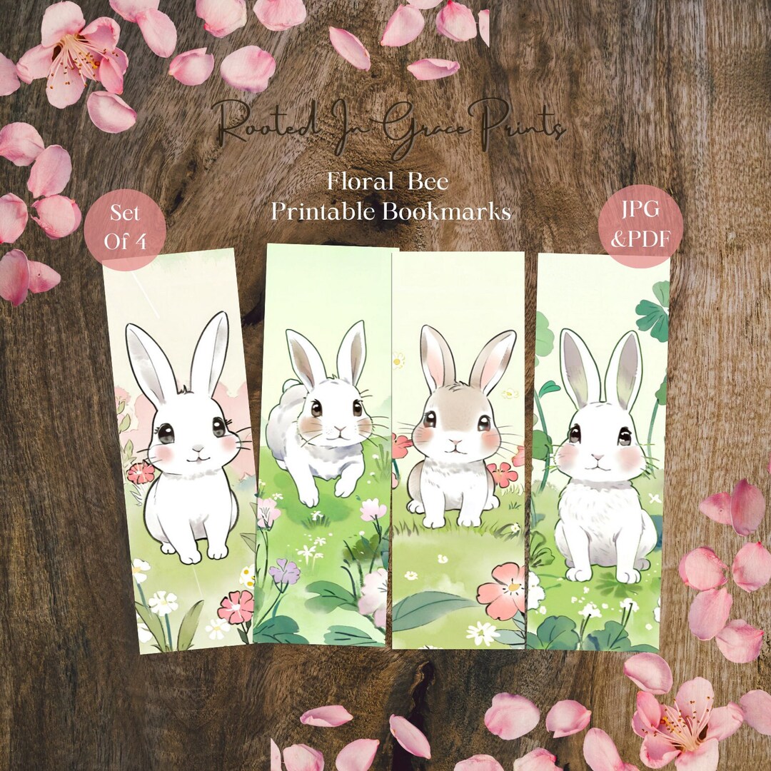Cute Bunny Printable Bookmarks Ink Print Bookmarks Easter Gift Easter ...