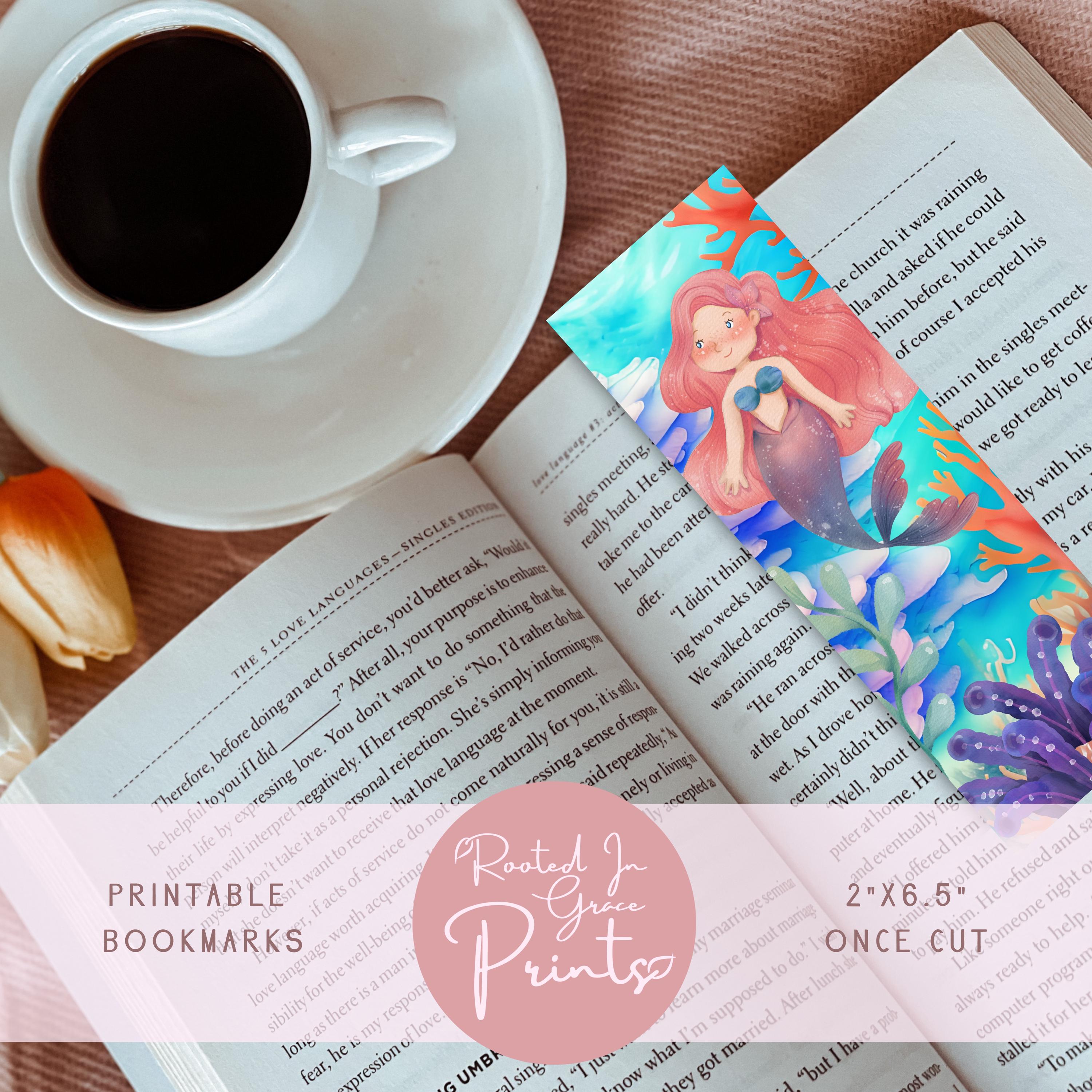 Little Mermaid Bookmark Printable Cute Bookish Gift for Readers Mermaid ...