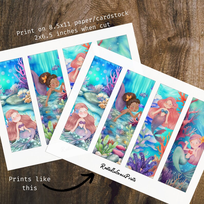 Little Mermaid Bookmark Printable, Cute Bookish Gift for Readers ...