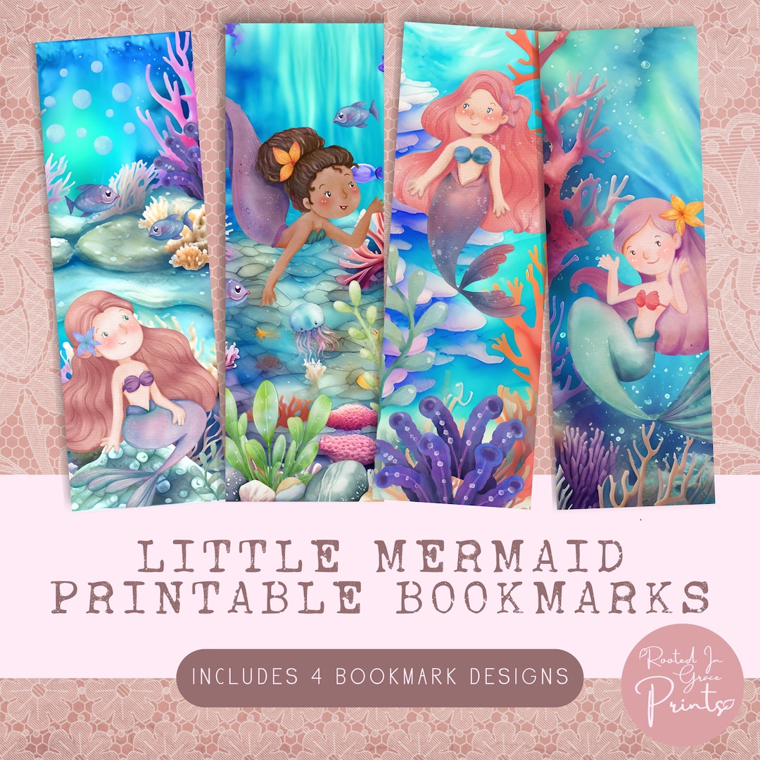 Little Mermaid Bookmark Printable Cute Bookish Gift for Readers Mermaid ...