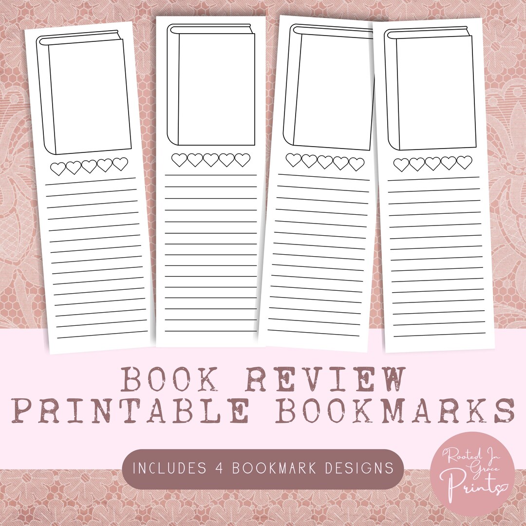 Book Review Bookmark Printable Bookish Gift for Readers Blank Book ...
