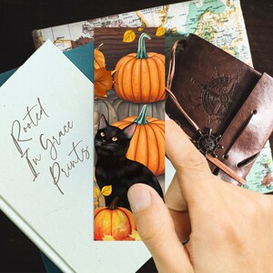 Fall Cats Printable Bookmark Set Black Cat Halloween Printable Fall ...