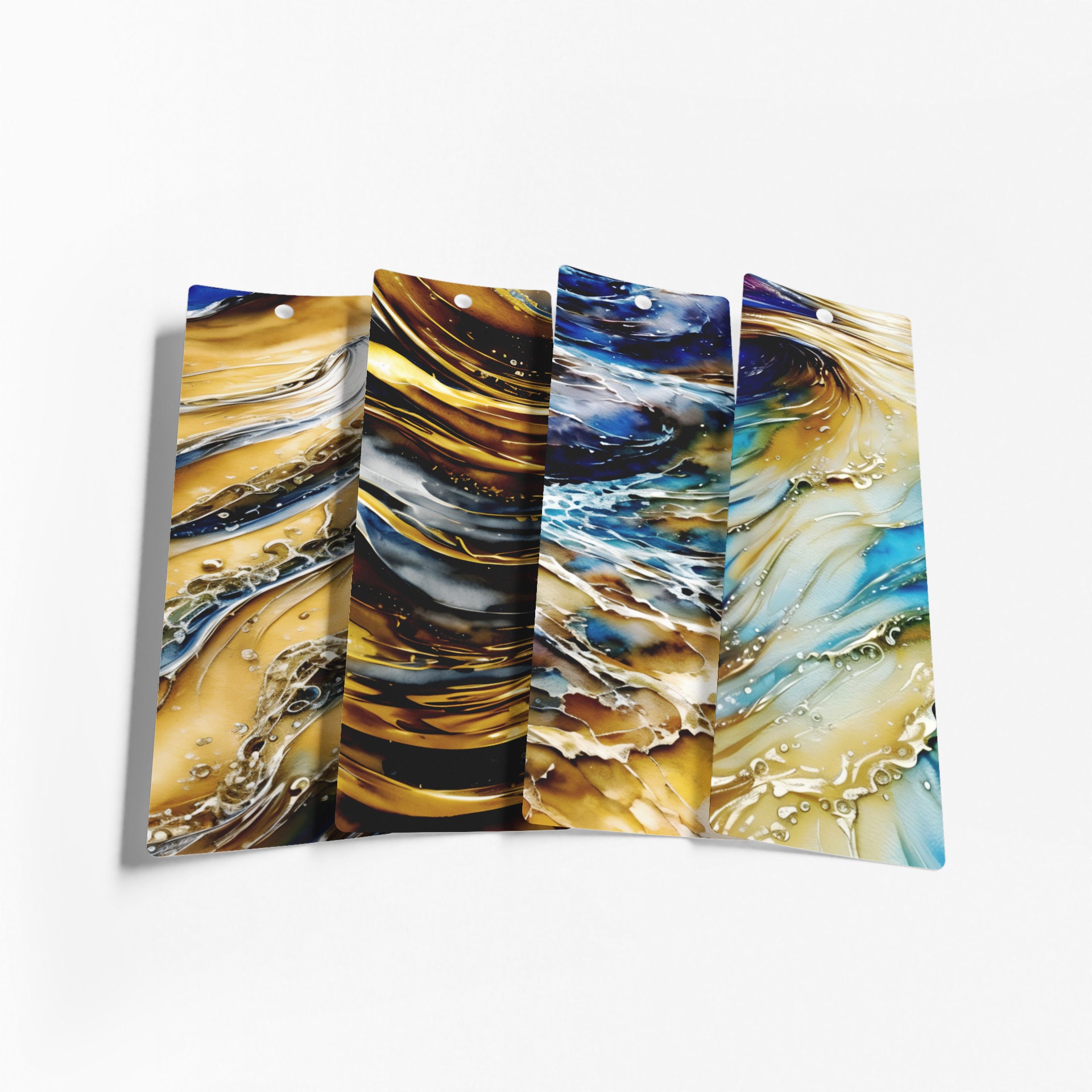 Printable Blue and Gold Watercolor Bookmarks Printable Bookmark Set ...