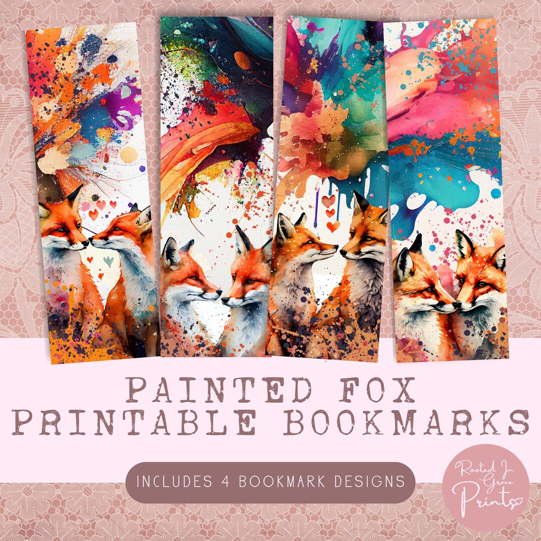 Fox Painting Bookmark Printable, Animal Bookmark, DIY Bookmarks, Cute ...