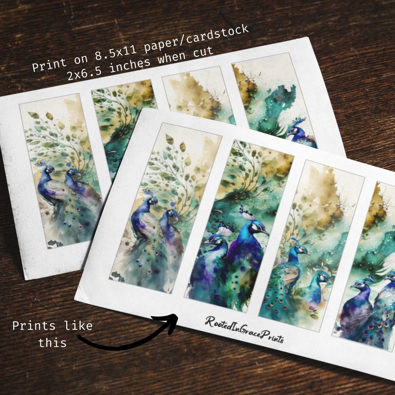 Watercolor Peacock Printable Bookmarks Watercolor Bird Printable ...