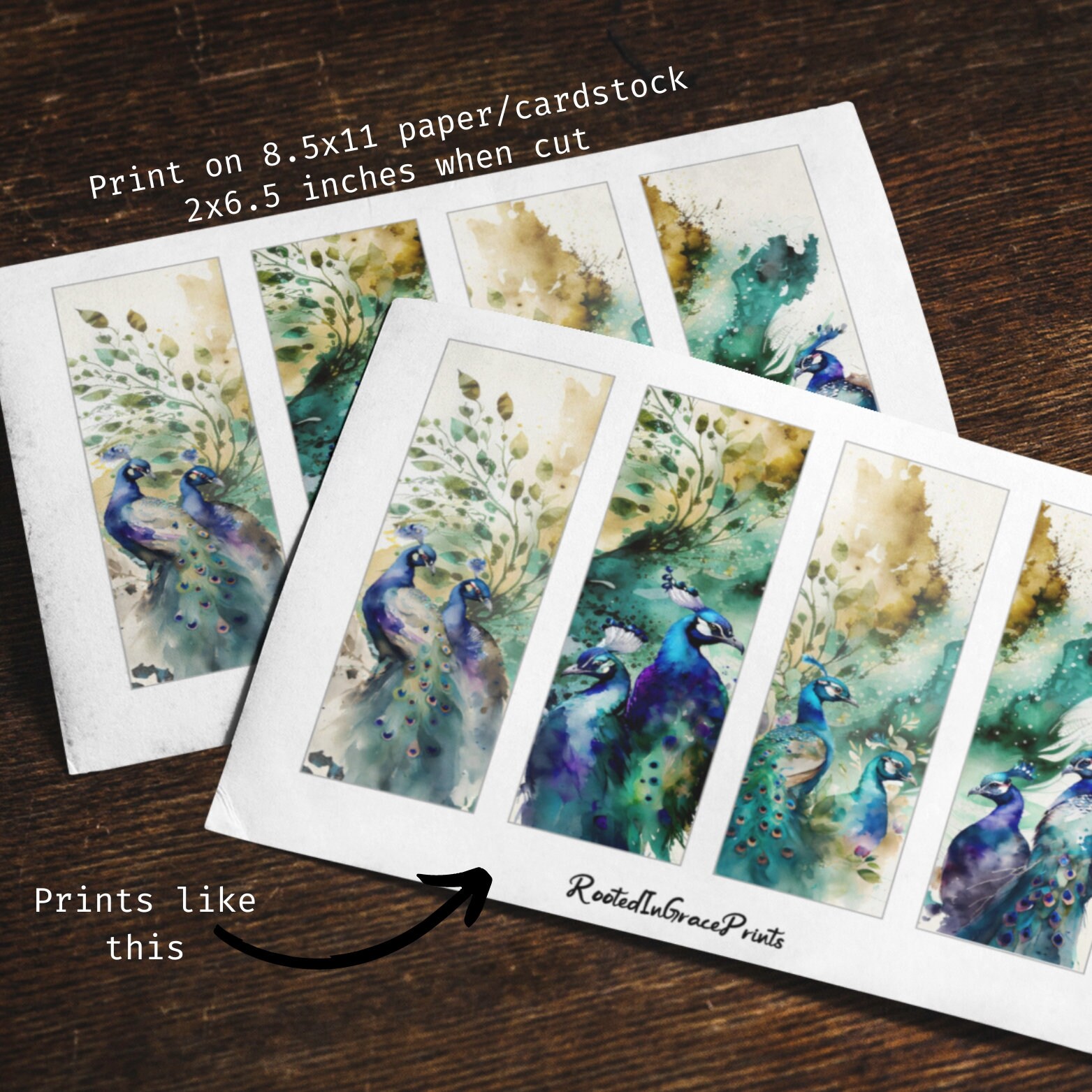 Watercolor Peacock Printable Bookmarks Watercolor Bird Printable ...