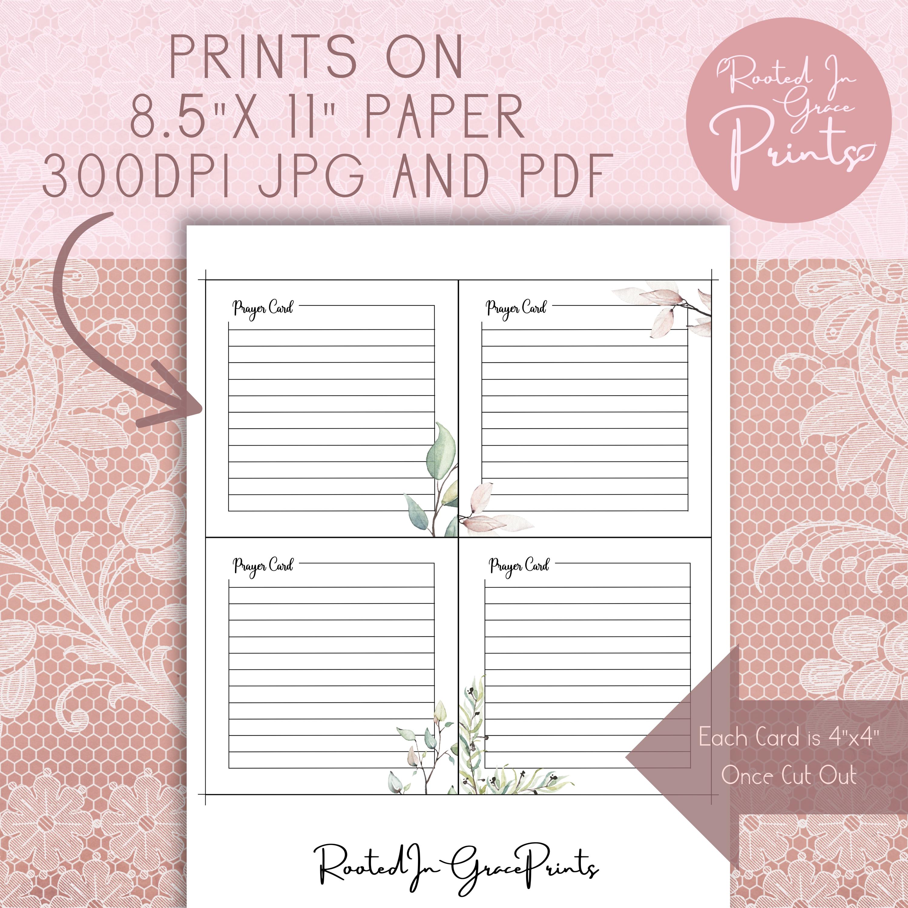 Blank Prayer Cards Printable Bible Verse Bible Journaling Prayer ...