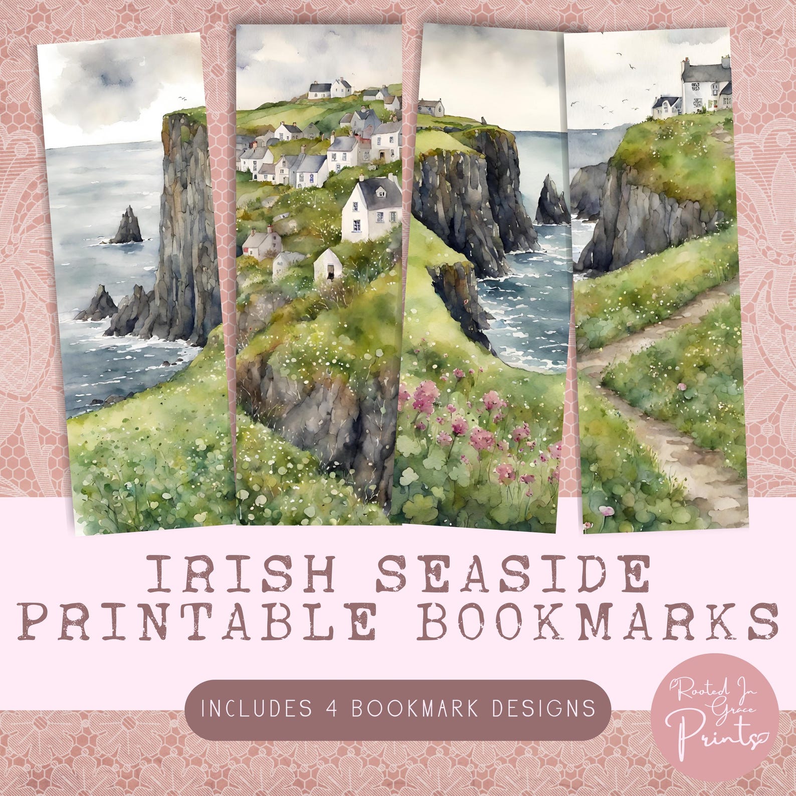 Irish Seaside Printable Bookmarks Gift for St Patricks Day, Book Club ...