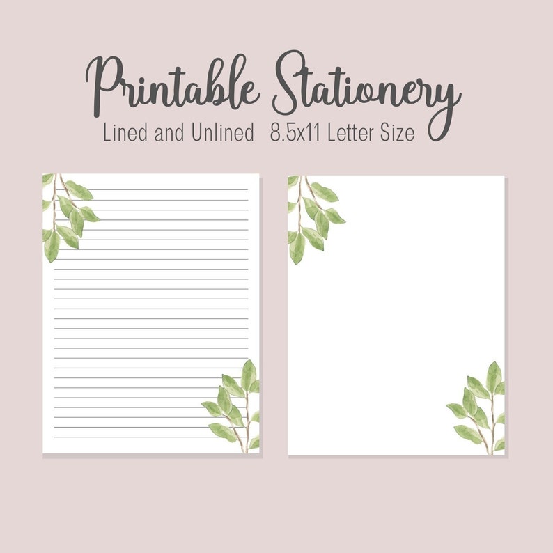 Printable Stationery Lined and Unlined Stationery Letter - Etsy