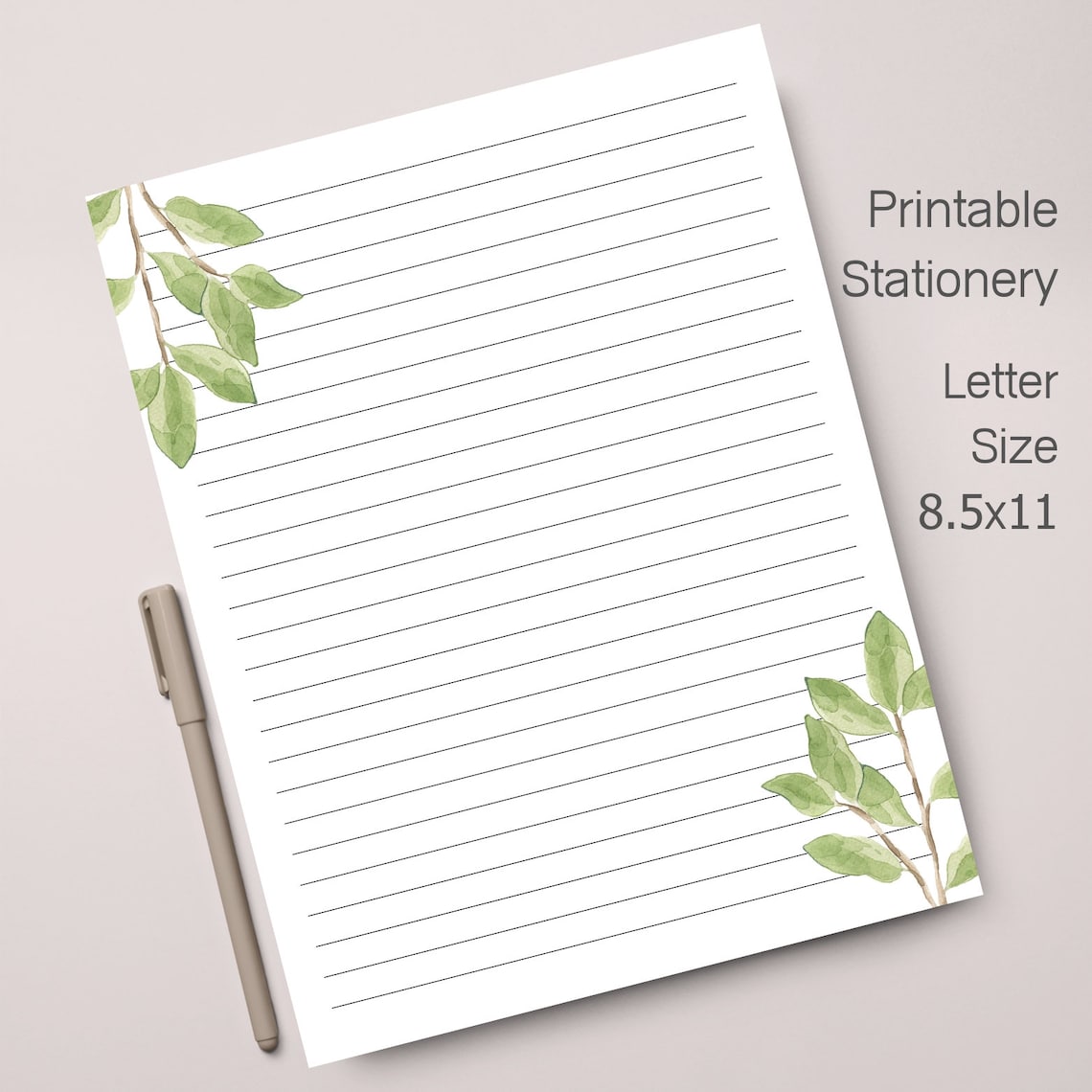 Printable Stationery Lined and Unlined Stationery Letter - Etsy
