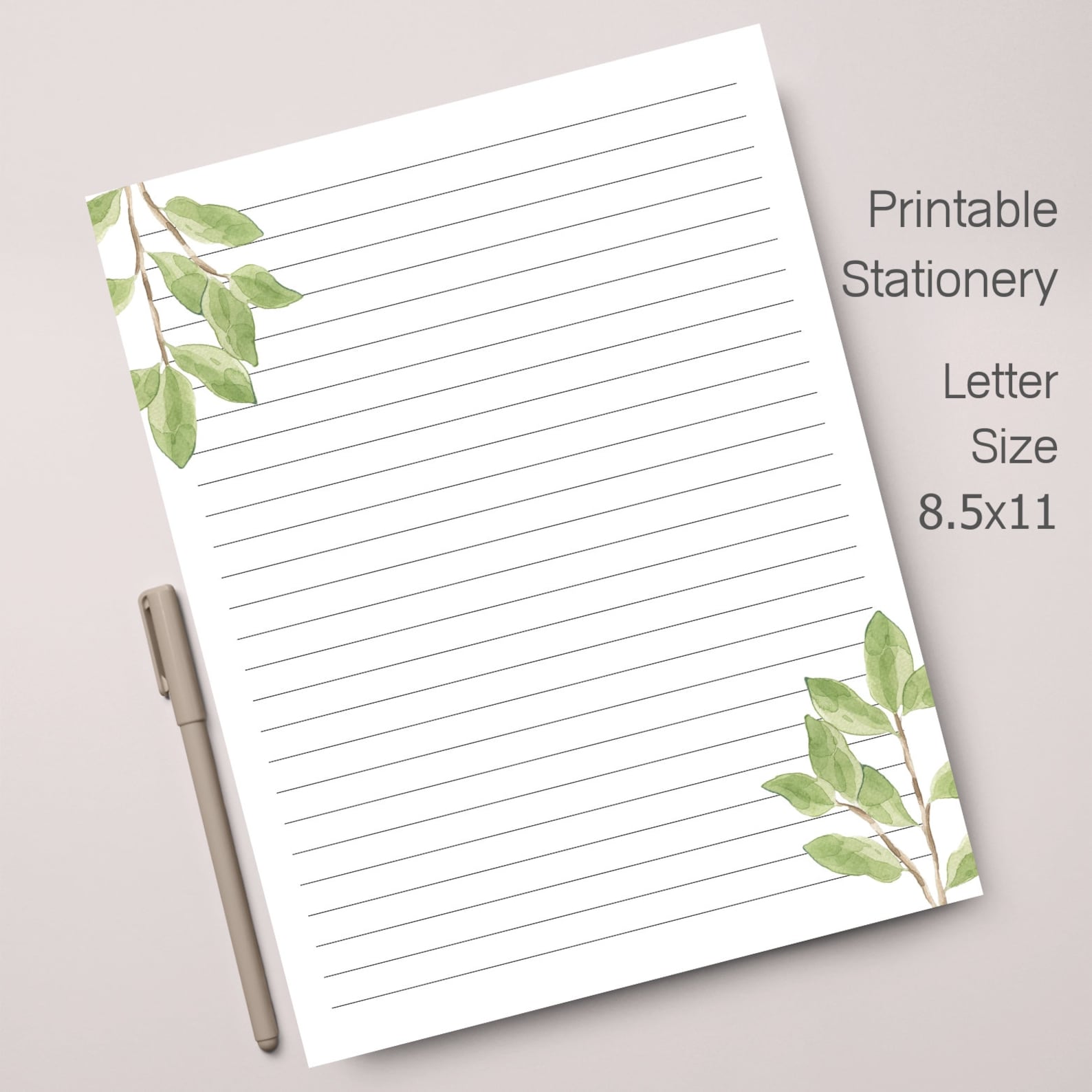 Printable Stationery Lined and Unlined Stationery Letter Writing Paper ...