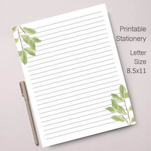 Leaf Printable Stationery Lined and Unlined Stationery Letter Writing ...