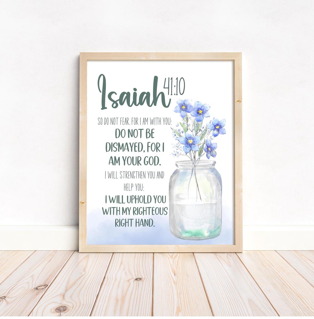 Isaiah 41 Scripture Wall Art Printable Watercolor Christian Bible Verse ...