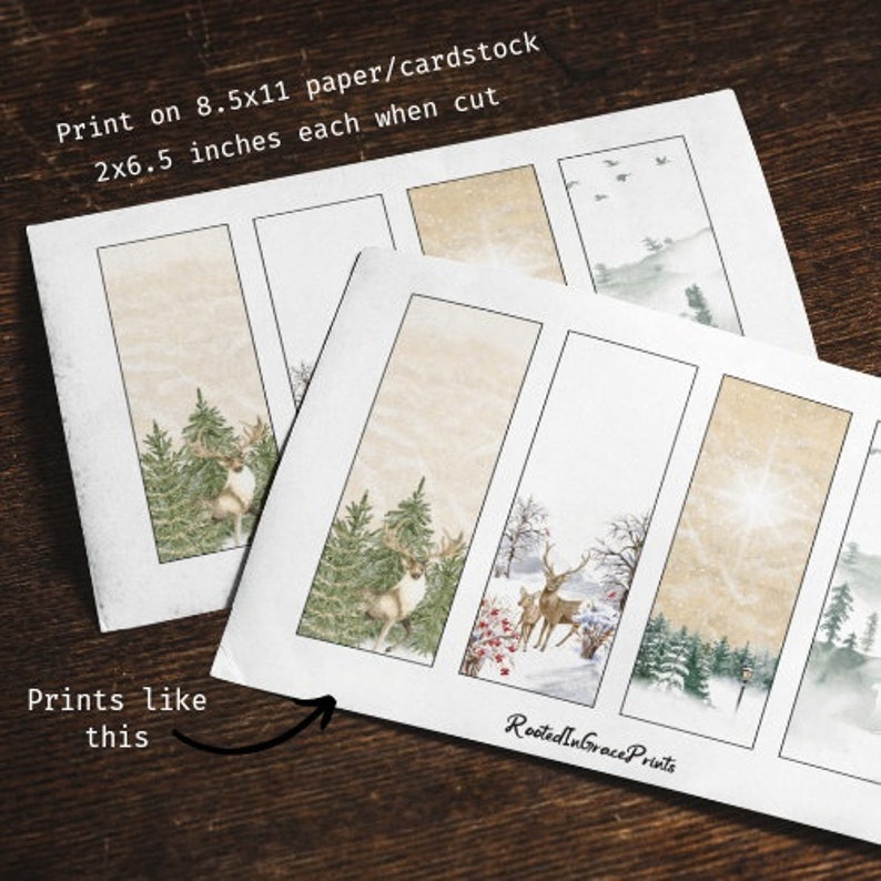 Christmas Deer Printable Christmas Bookmarks Bookish Gift for Readers ...