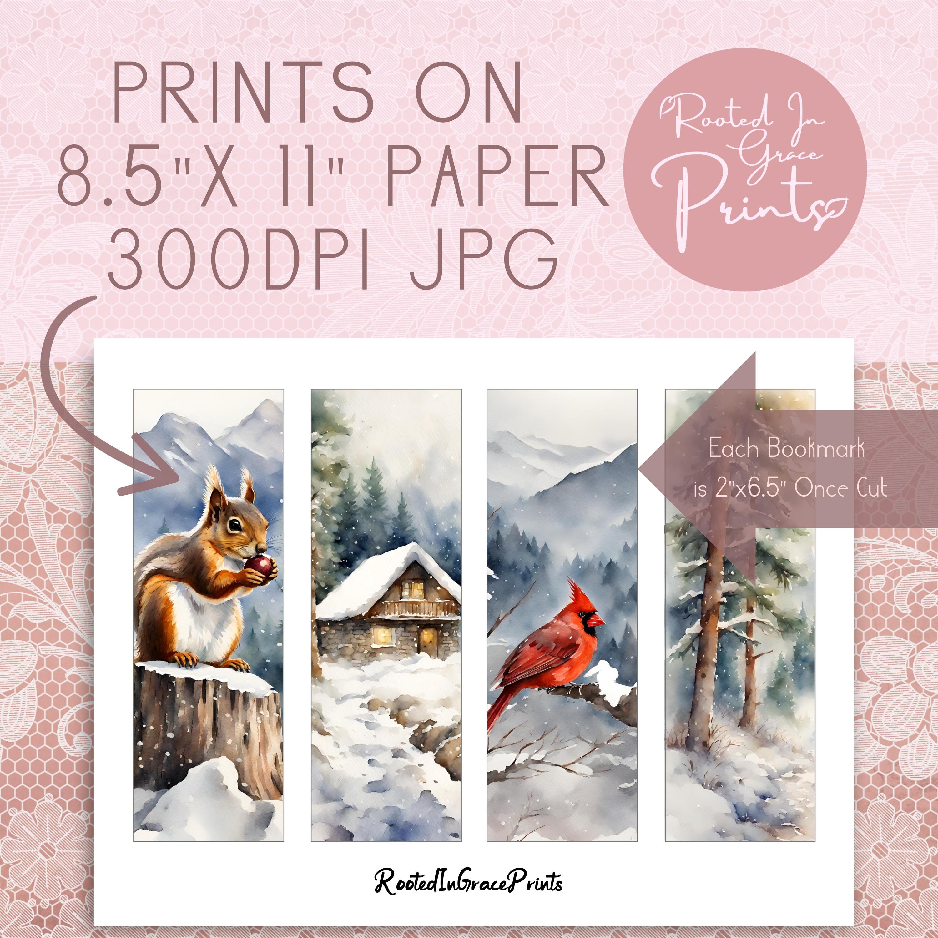 Woodland Christmas Bookmark Printable Christmas Bookmarks Bookish Gift ...