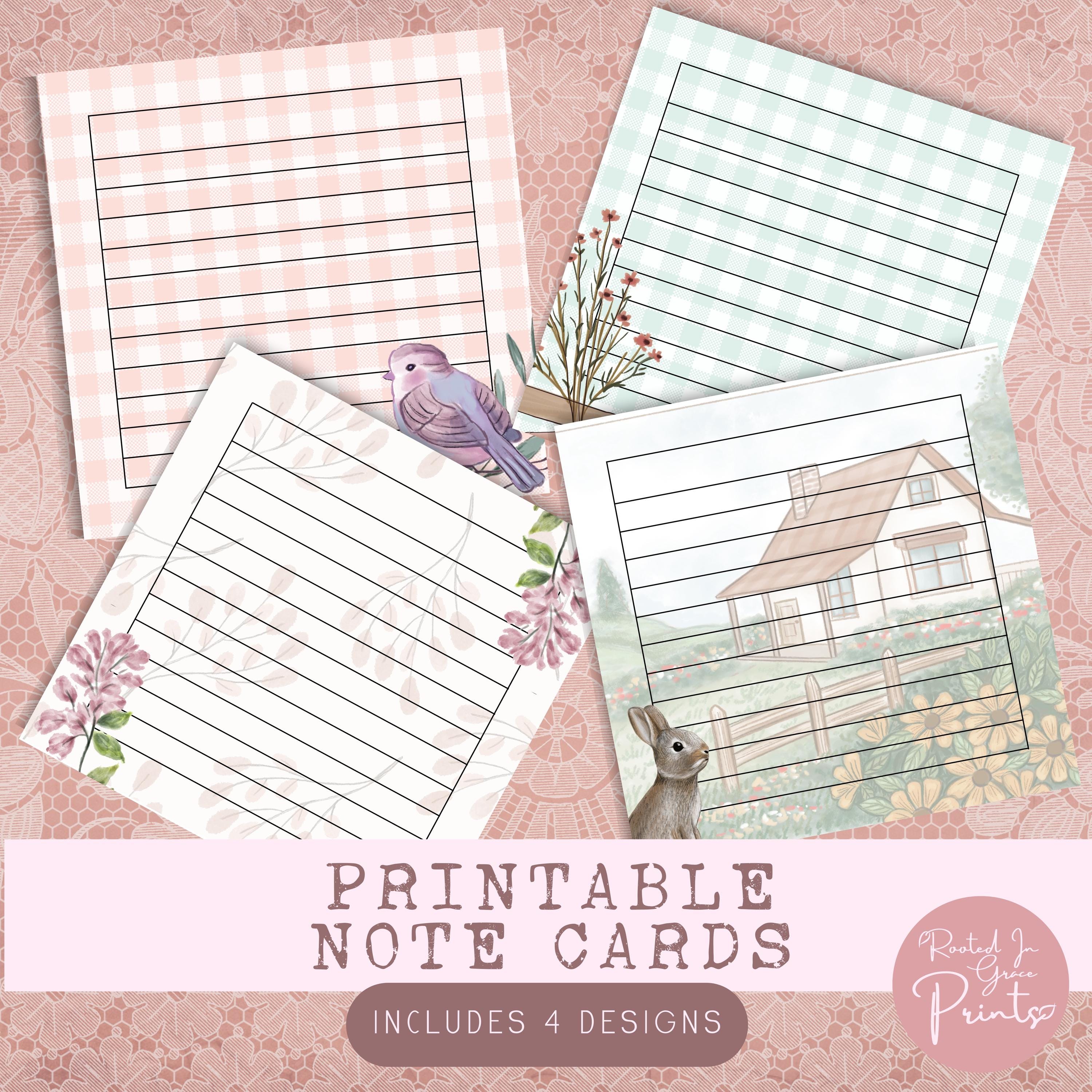 Blank Note Cards Printable Journaling Insert 4x4 Lined Notes Printable ...