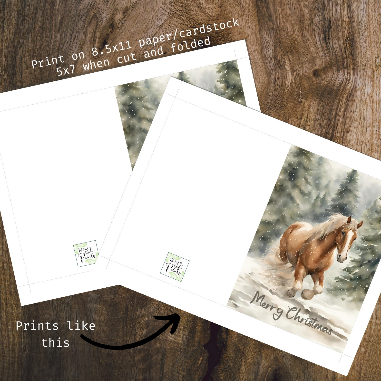Printable Christmas Card | Belgian Draft Horse Christmas | 5x7 Portrait ...
