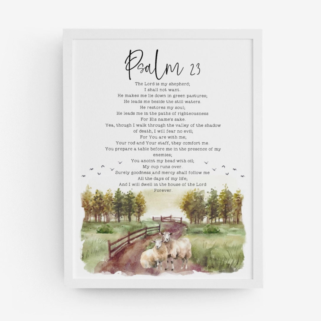 Printable Wall Art Psalm 23 Scripture Wall Art Printable Minimalist ...