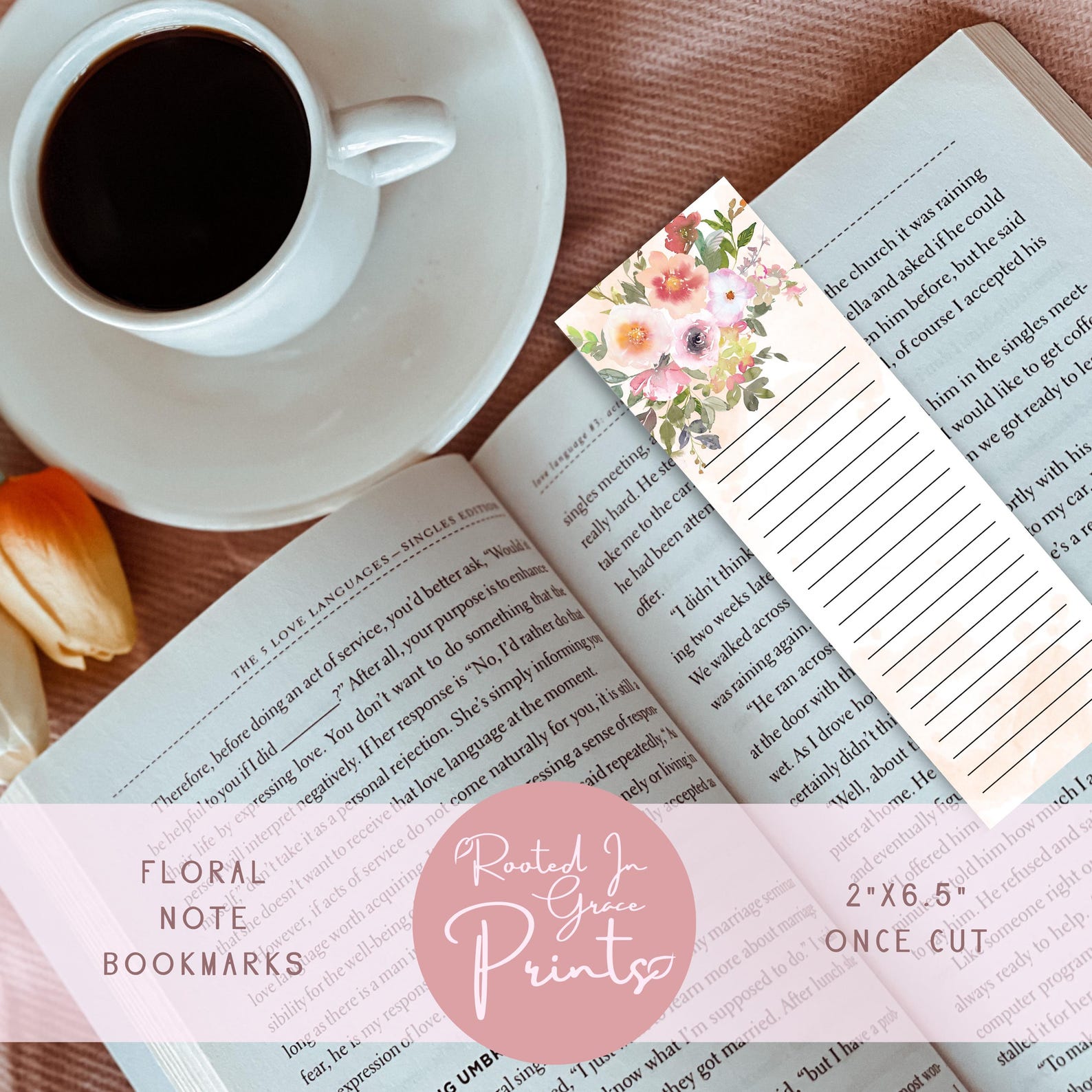 Floral Note Bookmark Printable Lined Note Taking Bookmark Printable ...
