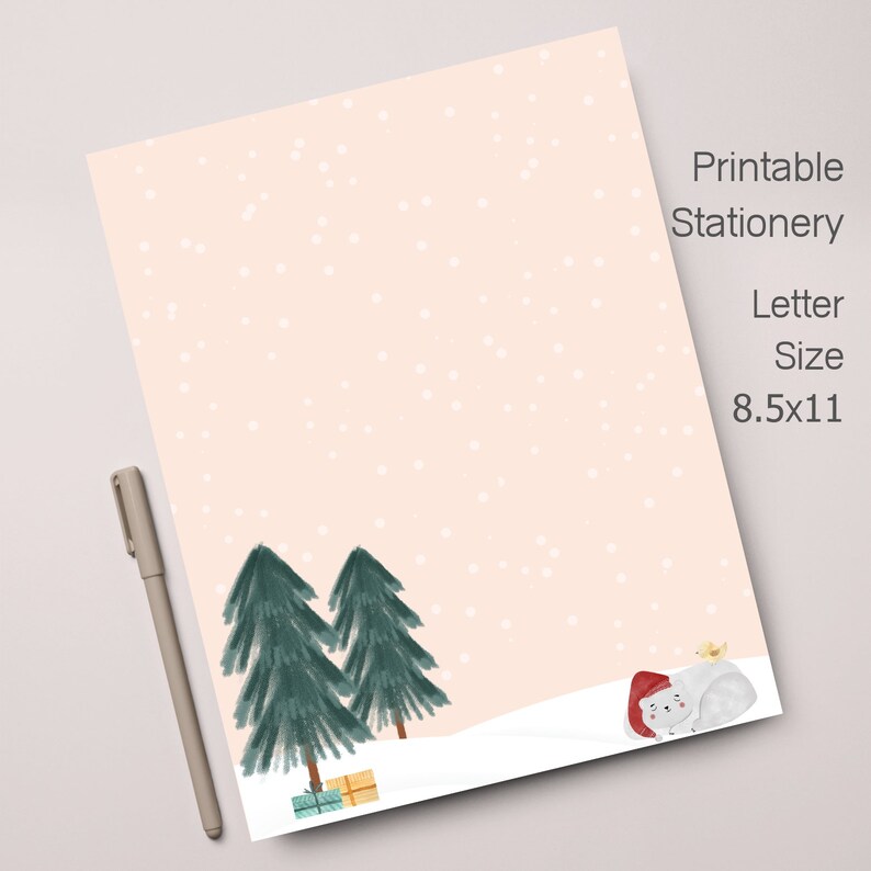 Printable Stationery Lined and Unlined Cute Christmas Stationery Letter ...