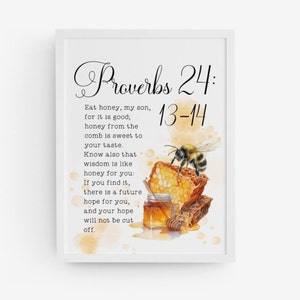 Printable Wall Art Proverbs 24 Honey Scripture Wall Art Printable ...