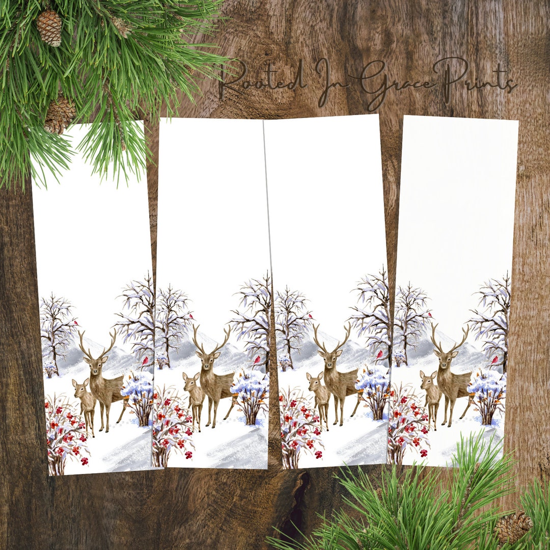 Deer Christmas Printable Christmas Bookmarks Bookish Gift for Readers ...