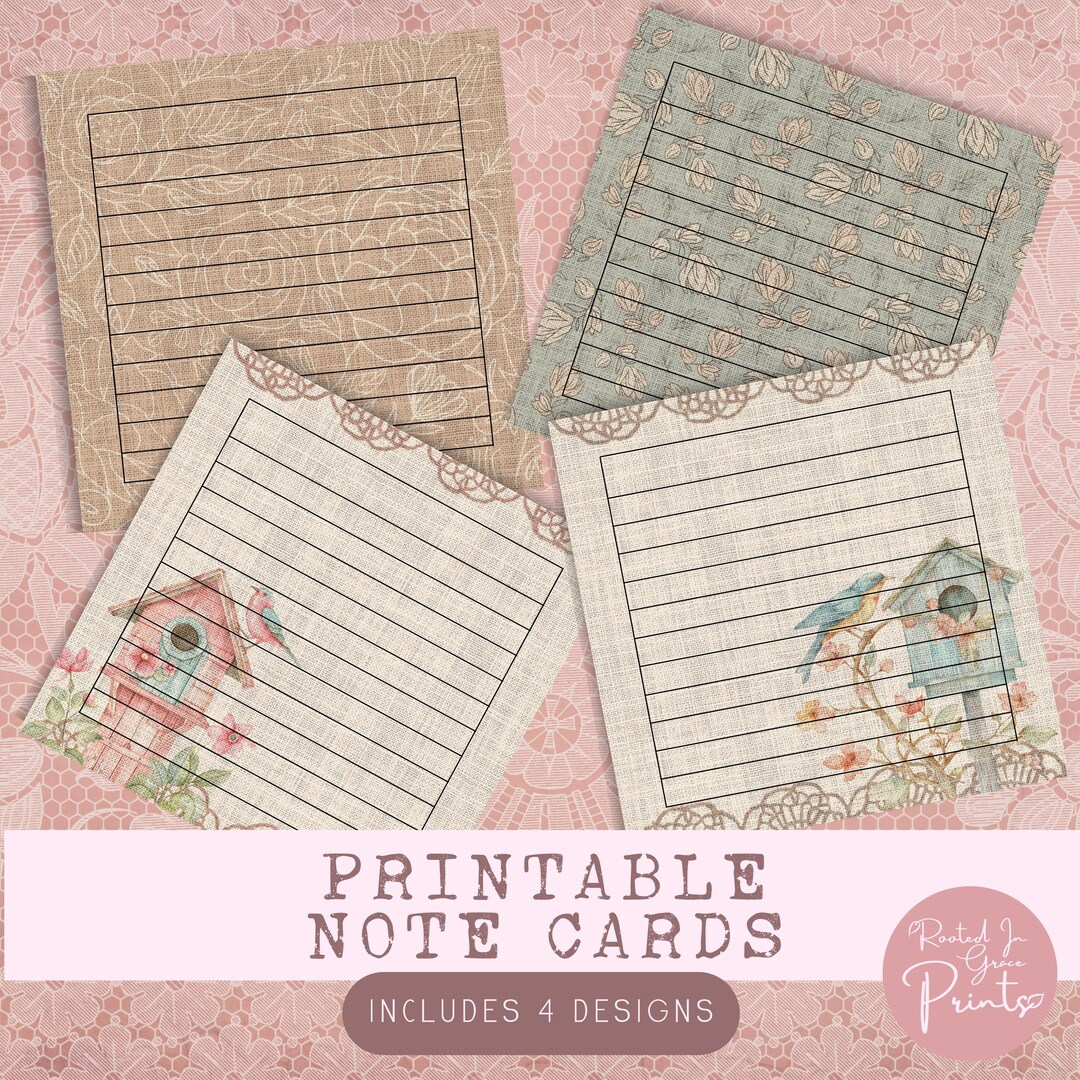 Blank Note Cards Printable Journaling Insert 4x4 Lined Notes Printable ...