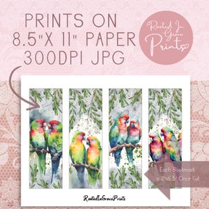 Love Birds Printable Bookmarks Watercolor Bookmark Beautiful Bookmark ...