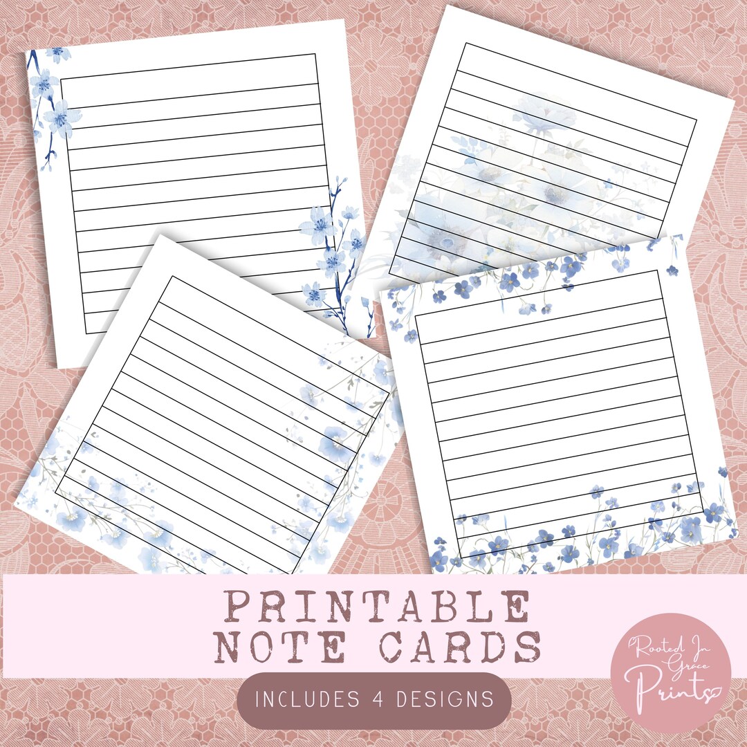 Blank Note Cards Printable Journaling Insert 4x4 Lined Notes Printable ...