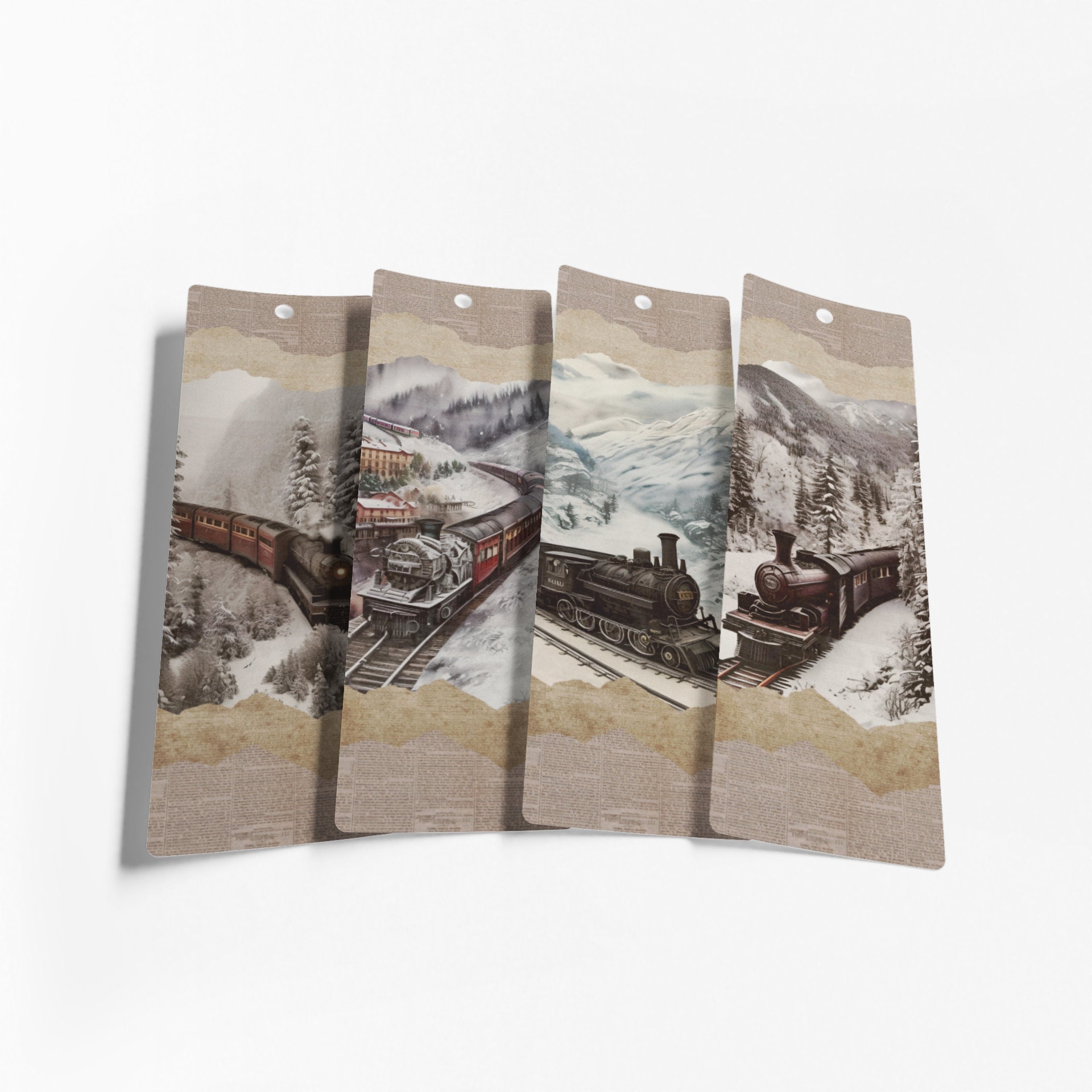 Vintage Train Printable Bookmarks | Printable Bookmark Set | Winter ...