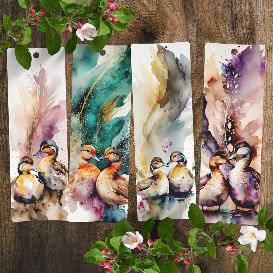 Duck Bookmark Watercolor Ducks Printable Bookmarks Watercolor Animal ...