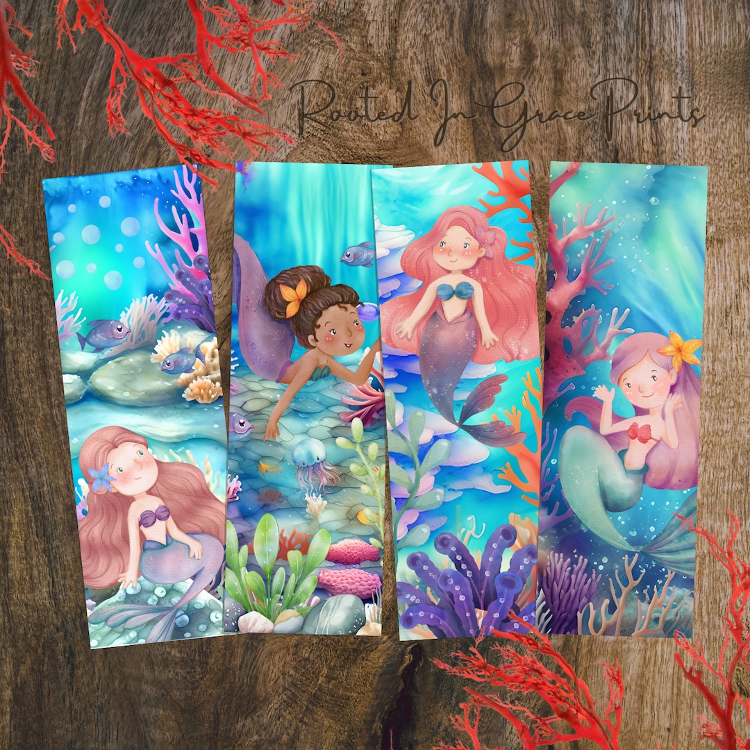Little Mermaid Bookmark Printable, Cute Bookish Gift for Readers ...