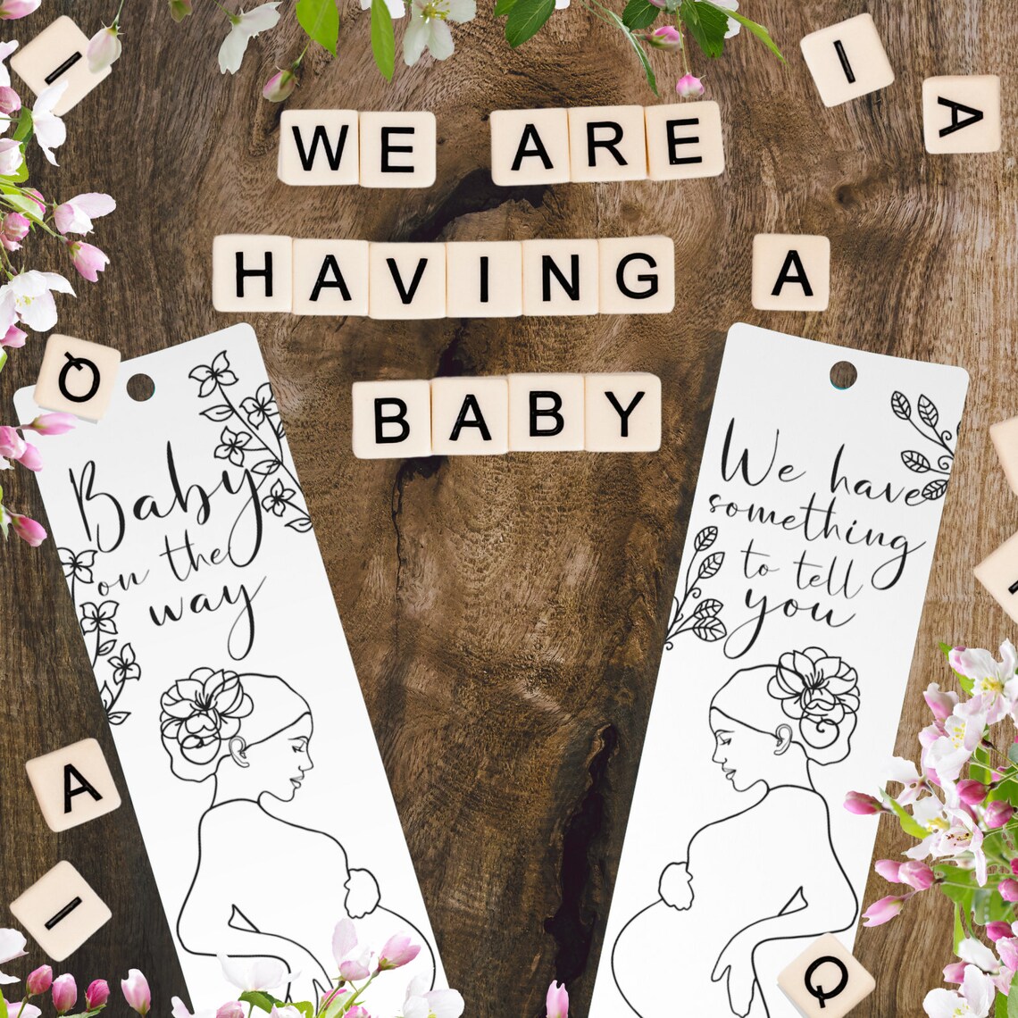 Printable Pregnancy Announcement Bookmarks Birth Announcement Printable ...