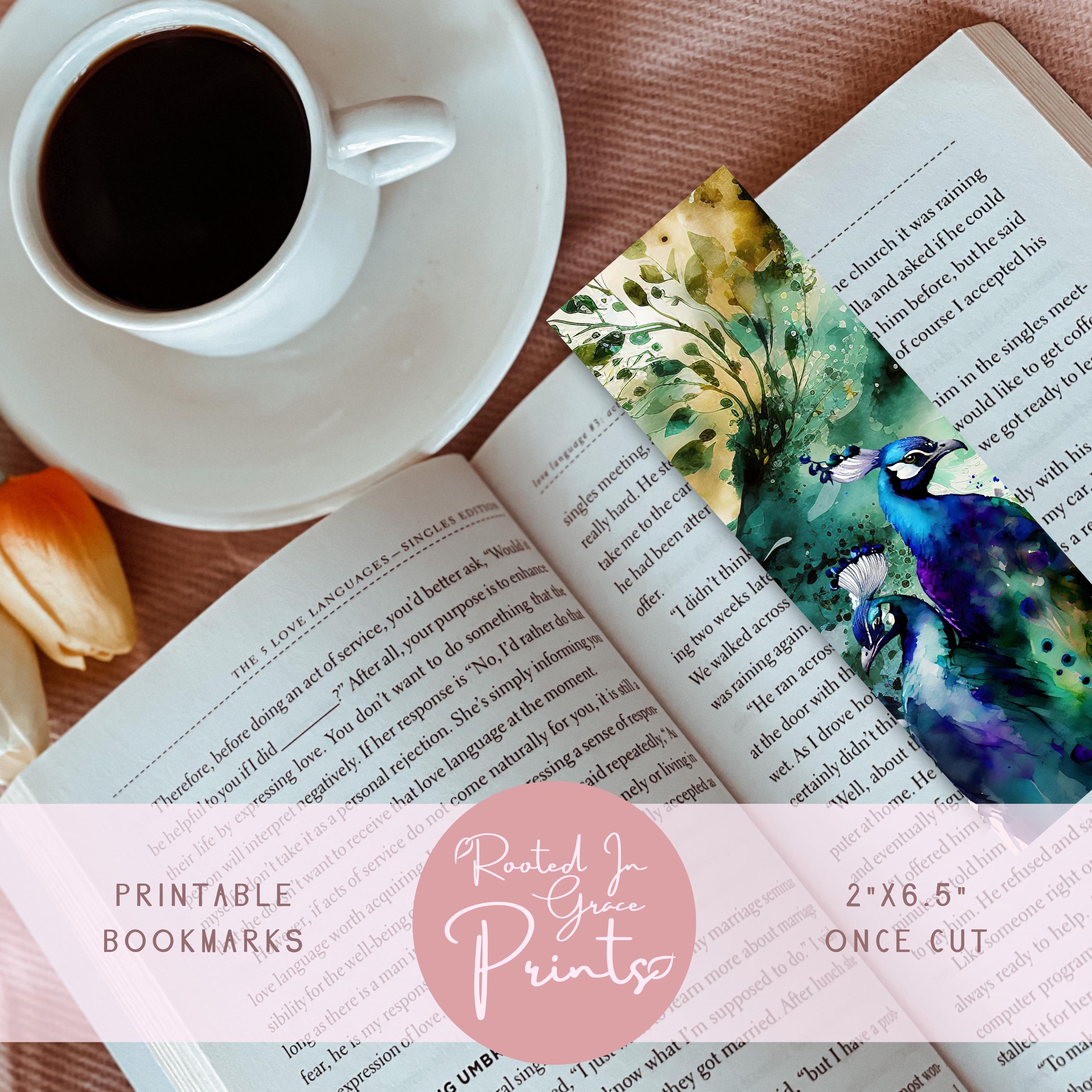 Watercolor Peacock Printable Bookmarks Peafowl Printable Bookmark ...