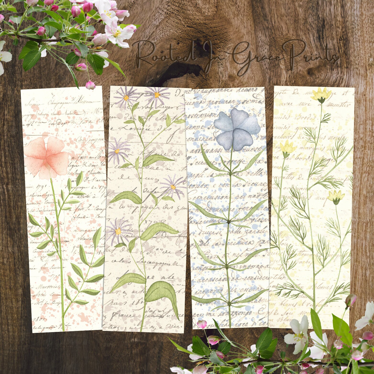 Printable Floral Collage Bookmarks Printable Bookmarks - Etsy
