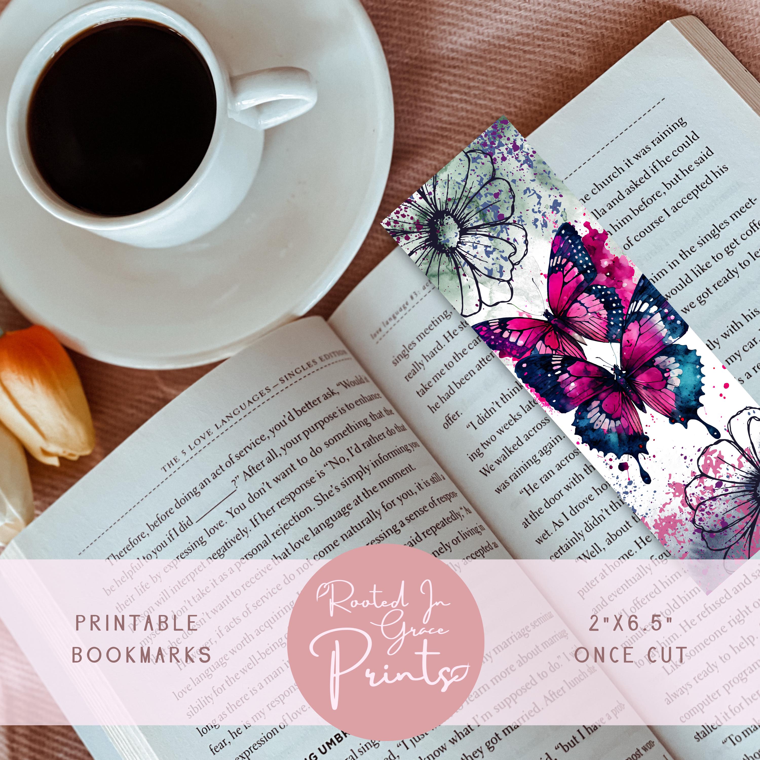 Colorful Butterfly Bookmark Printable Book Club Gift Idea Pretty ...
