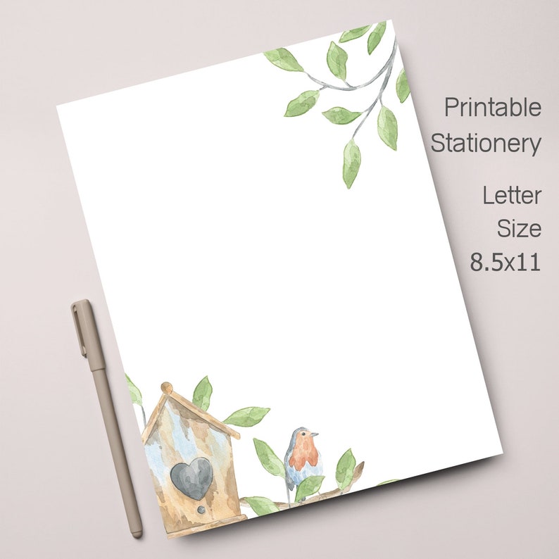 Bird Stationery Printable Stationery Lined and Unlined Stationery ...
