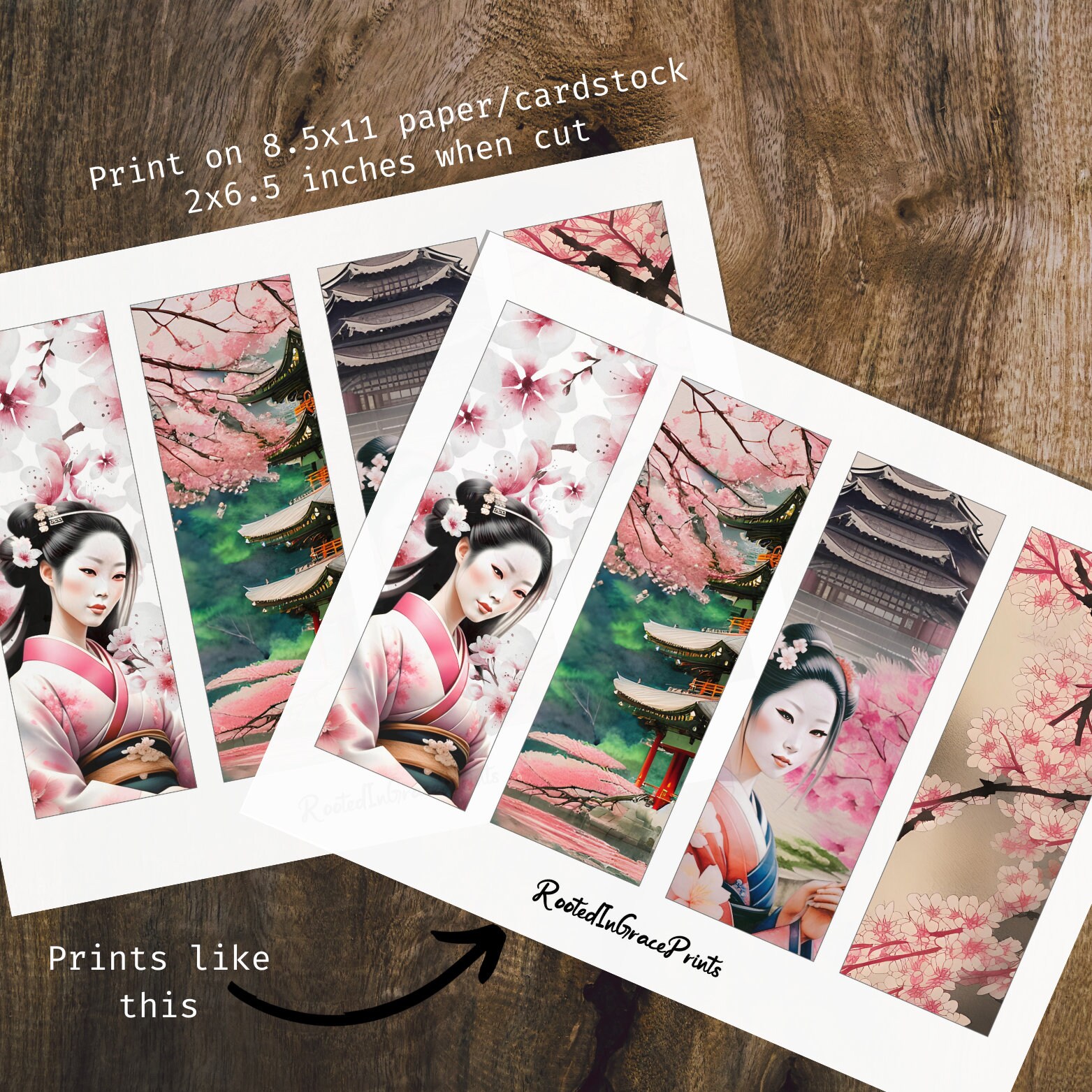Sakura Japanese Watercolor Printable Bookmarks | Pagoda and Cherry ...