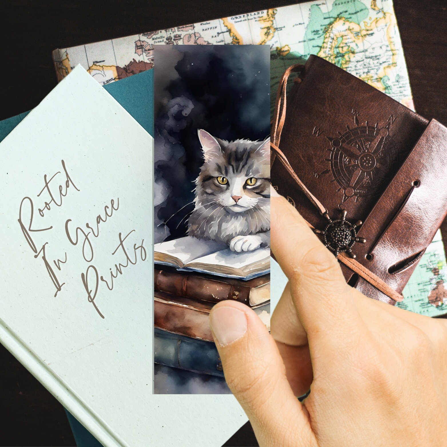 Books and Cats Printable Bookmarks Coffee and Cat Watercolor Bookmarks ...