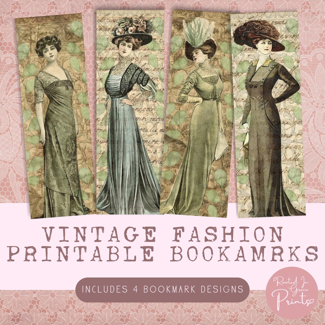 Vintage Bookmarks Vintage Fashion Printable Digital Download Vintage ...