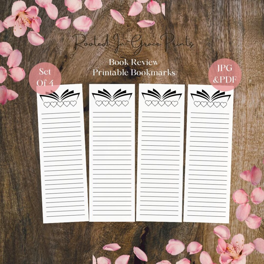 Book Review Bookmark Printable Bookish Gift for Readers Blank Book ...