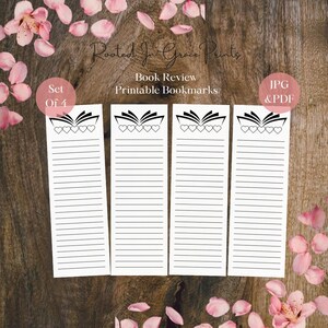 Book Review Bookmark Printable Bookish Gift for Readers Blank Book ...