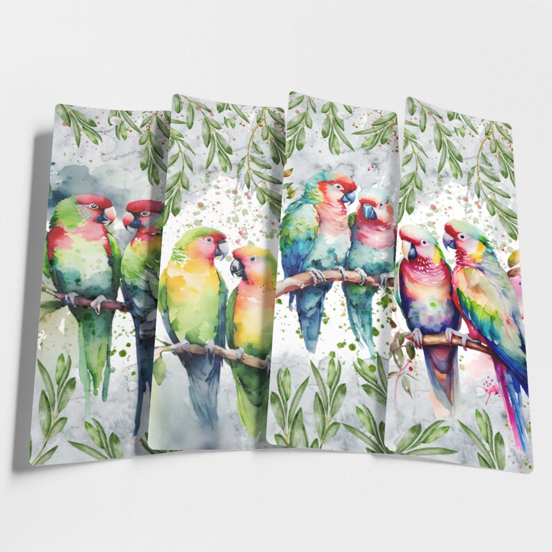Love Birds Printable Bookmarks Watercolor Art Bookmark Set of 4 Bookish ...