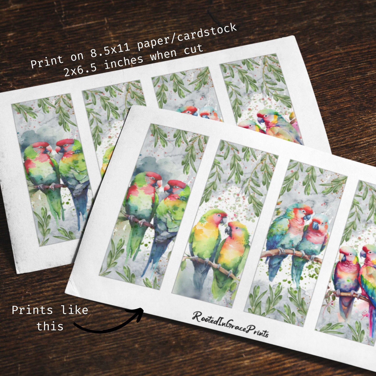 Love Birds Printable Bookmarks Watercolor Art Bookmark Set of 4 Bookish ...