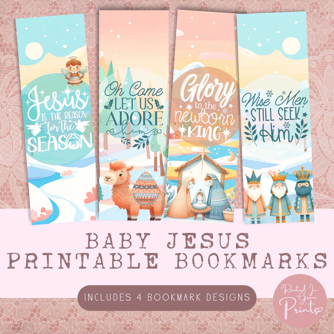Christian Bookmark Printable Jesus Christmas Bookmarks for Bible ...